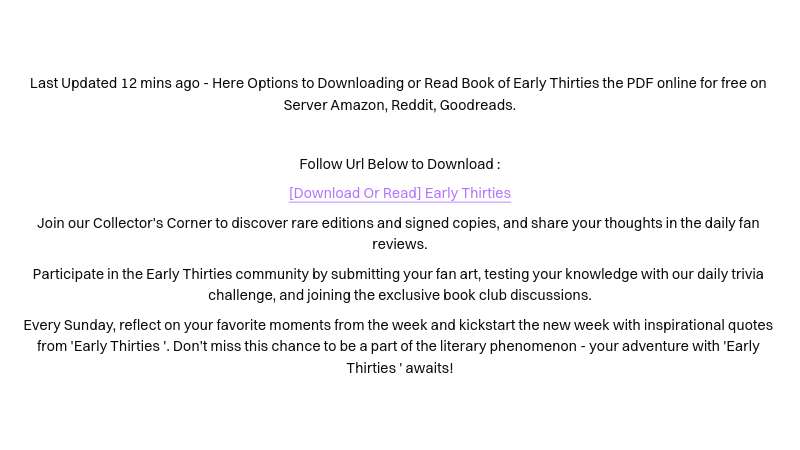 Download @PDF Early Thirties by Josh Duboff | Built with Prezo