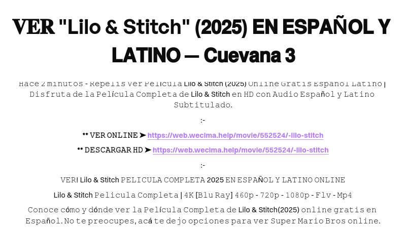 𝐕𝐄𝐑 "Lilo & Stitch" (𝟮𝟬𝟮𝟱) 𝗘𝗡 𝗘𝗦𝗣𝗔Ñ𝗢𝗟 𝗬 𝗟𝗔𝗧𝗜𝗡𝗢 — 𝗖𝘂𝗲𝘃𝗮𝗻𝗮 𝟯 | Built with Prezo