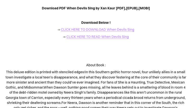 Download (PDF) When Devils Sing by Xan Kaur | Built with Prezo