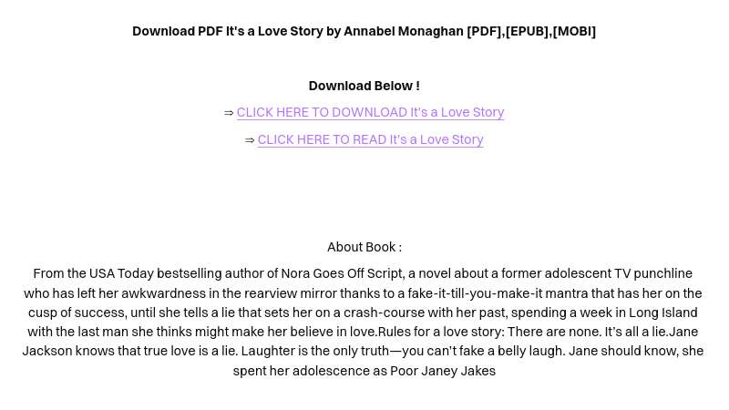 Download (PDF) It's a Love Story by Annabel Monaghan | Built with Prezo