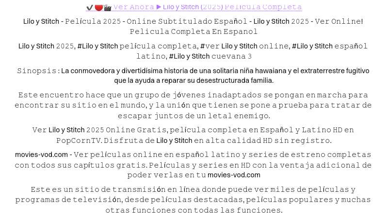 Cuevana 3 — Lilo y Stitch (2025) Película Completa 4K. Sub-Español | Built with Prezo