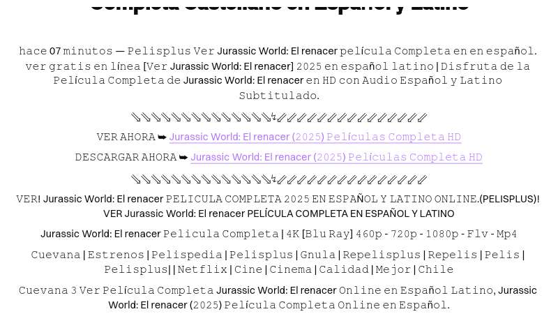 𝗖𝗨𝗘𝗩𝗔𝗡𝗔 𝟯! 𝗩𝗲𝗿 Jurassic World: El renacer 𝗣𝗲𝗹í𝗰𝘂𝗹𝗮 𝗖𝗼𝗺𝗽𝗹𝗲𝘁𝗮 𝗖𝗮𝘀𝘁𝗲𝗹𝗹𝗮𝗻𝗼 𝗲𝗻 𝗘𝘀𝗽𝗮ñ𝗼𝗹 𝘆 𝗟𝗮𝘁𝗶𝗻𝗼 ...
