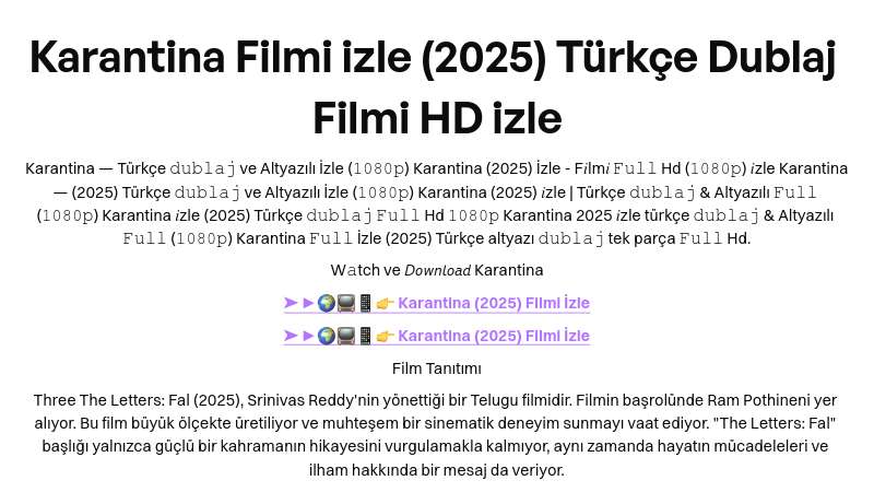 Karantina Filmi izle (2025) Türkçe Dublaj Filmi HD izle | Built with Prezo